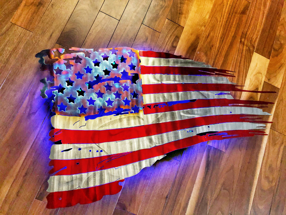 American Tattered Flags stainless steel art – Legends Fabrications
